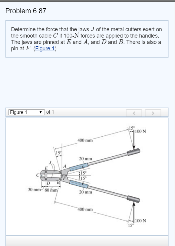 Solved Determine the force that the jaws J exert on the | Chegg.com