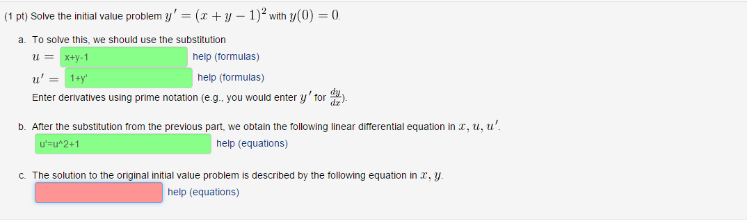 Solved Solve the initial value problem y' = (x + y - 1)2 | Chegg.com Solved Solve the initial value problem y' = (x + y - 1)2 | Chegg.com