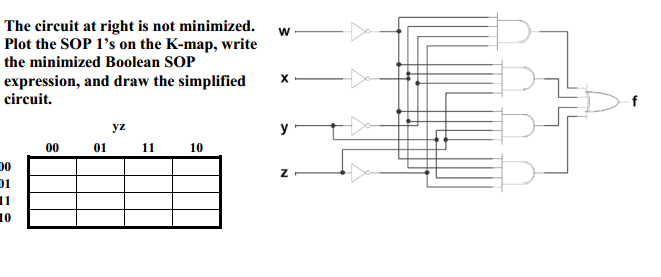 Solved The circuit at right is not minimized. Plot the SOP | Chegg.com