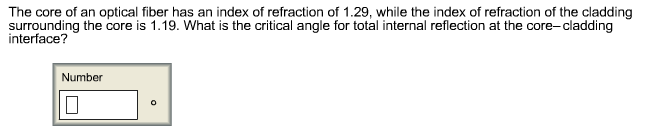 Solved The core of an optical fiber has an index of | Chegg.com