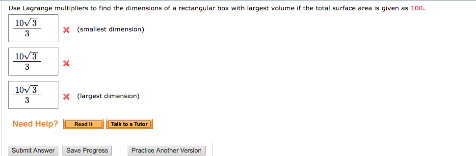 Solved Use Lagrange multipliers to find the dimensions of a | Chegg.com