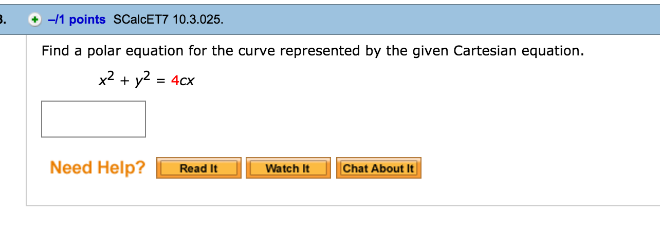Solved Find a polar equation for the curve represented by | Chegg.com
