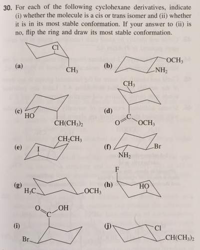Solved 30. For each of the following cyclohexane | Chegg.com