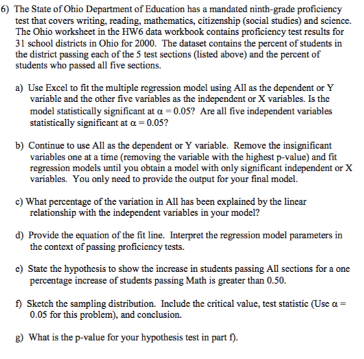 6) The State of Ohio Department of Education has a | Chegg.com