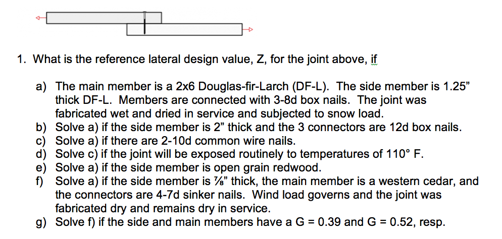 1. What is the reference lateral design value, Z, for | Chegg.com