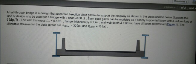 Solved r previous | 1 of 3next A half-through bridge is a | Chegg.com