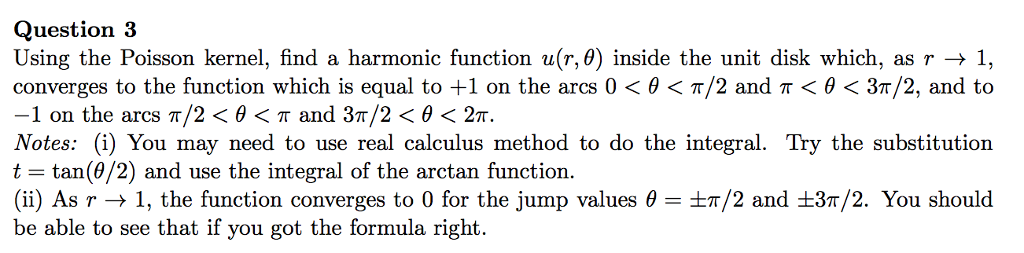 Using the Poisson kernel, find a harmonic function u | Chegg.com