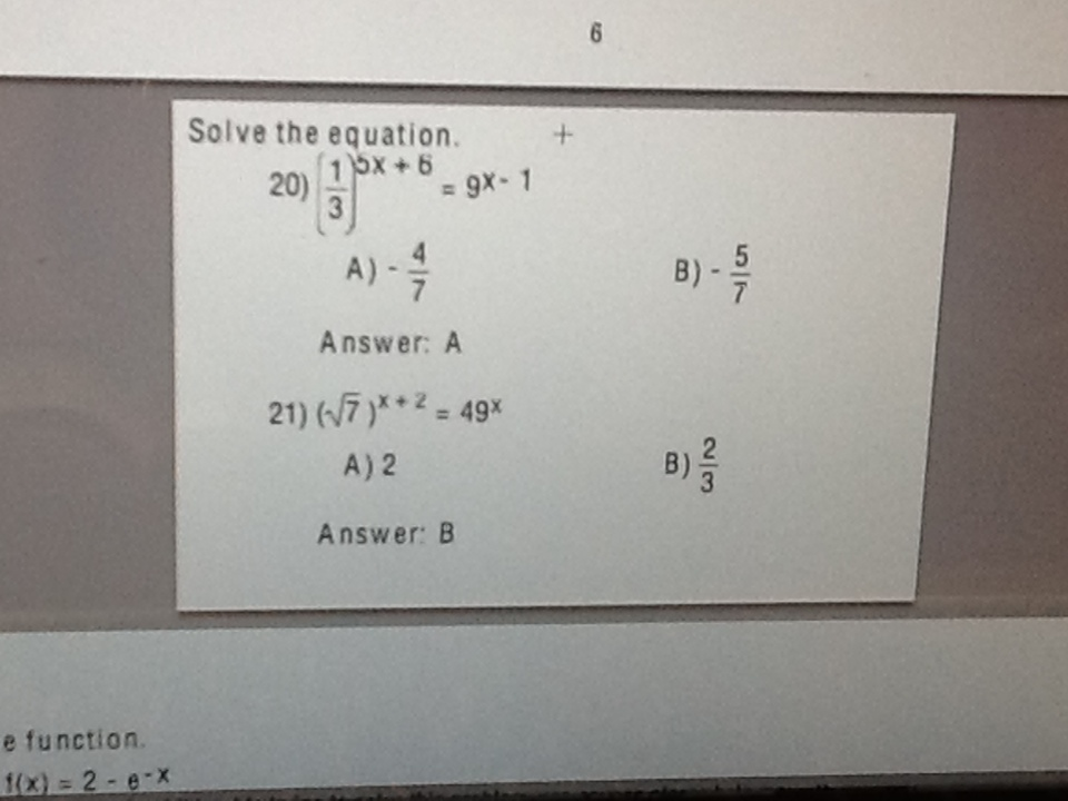 Solved Solve the equation. 15x 6 9X-1 Answer: A 49X A) 2 | Chegg.com