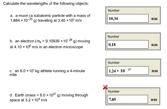 Calculate the wavelengths of the following objects: | Chegg.com