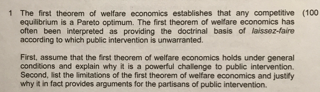 Solved The first theorem of welfare economics establishes | Chegg.com