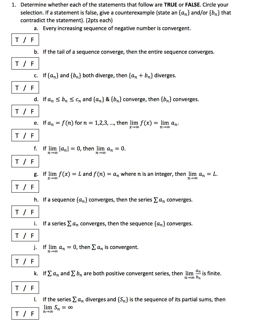 Solved Determine whether each of the statements that follow | Chegg.com