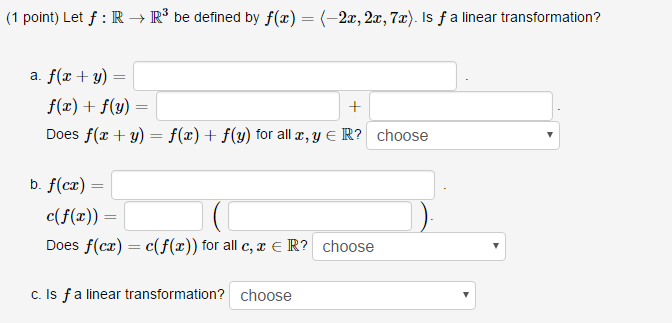 Solved Let f: R rightarrow R^3 be defined by f(x) = (-2x, | Chegg.com