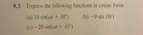 Solved Express the following functions in cosine form: 10 | Chegg.com