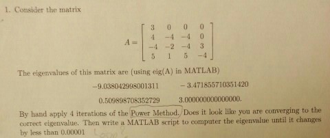 Solved 1. Consider the matrix The eigenvalues of this matrix | Chegg.com