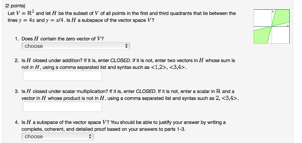 Solved Let V=ℝ2V=R2 and let HH be the subset of VV of all | Chegg.com
