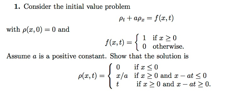 Consider the initial value problem rho t + a rho x = | Chegg.com