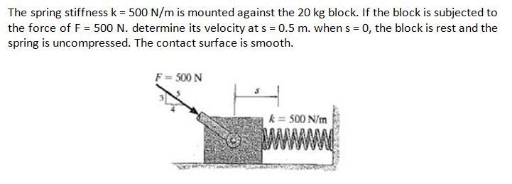Solved The spring stiffness k = 500 N/m is mounted against | Chegg.com