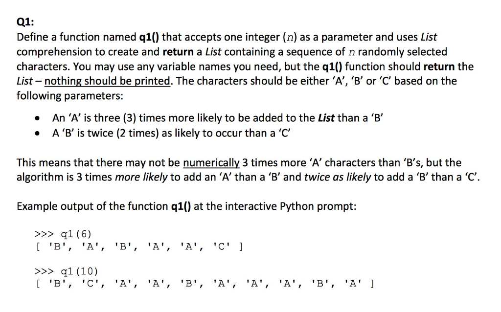 Solved Define a function named q1() that accepts one integer | Chegg.com