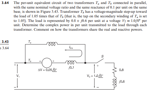 Solved The per-unit equivalent circuit of two transformers | Chegg.com