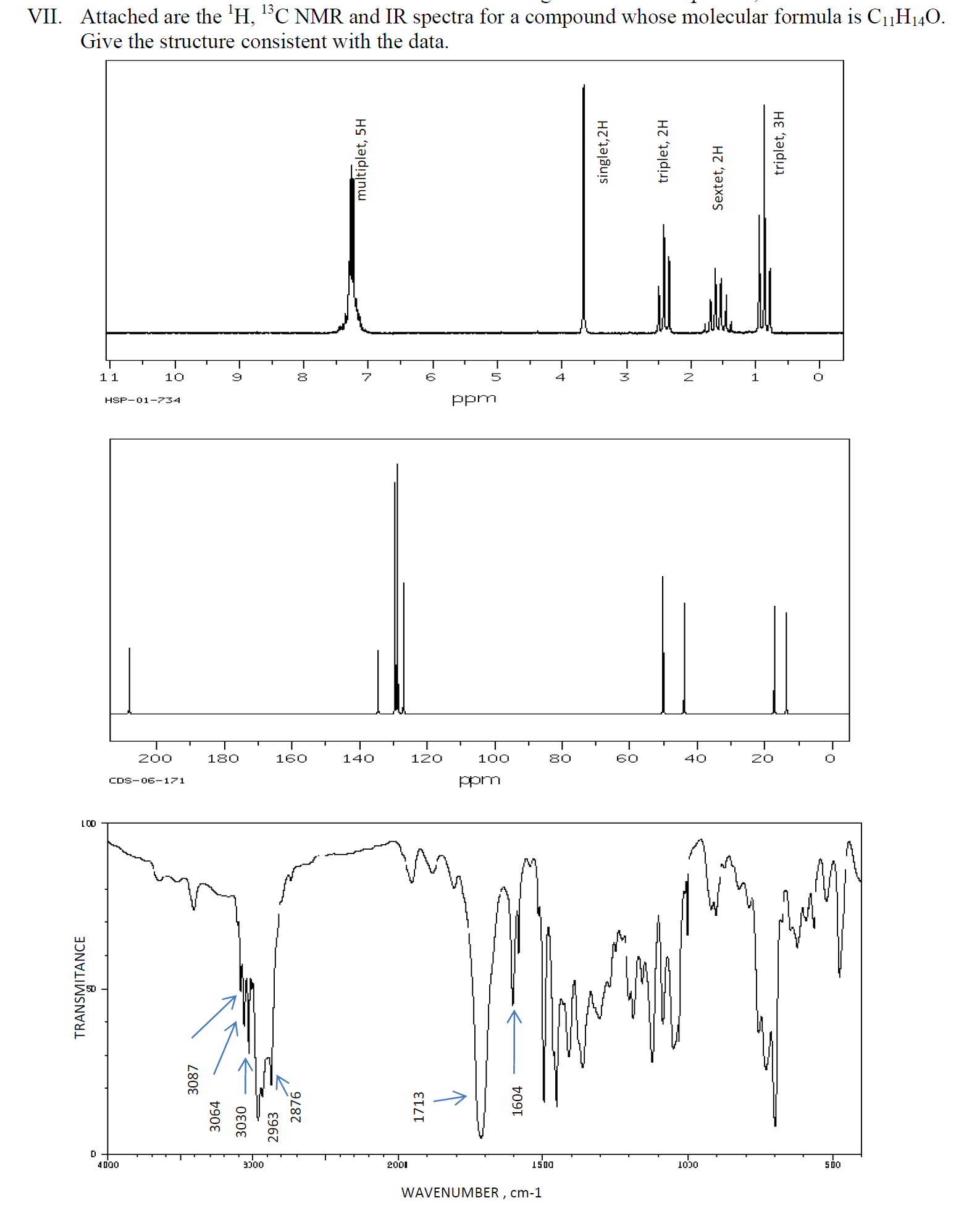 Attached Are The 1h 13c Nmr And Ir Spectra For A