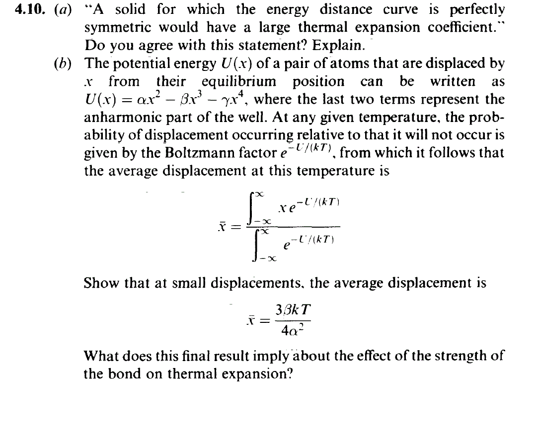 "A solid for which the energy distance curve is | Chegg.com