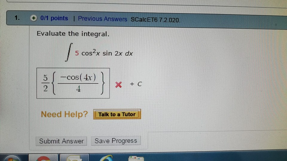 Solved Evaluate the integral. integral 5 cos^2x sin 2x dx | Chegg.com