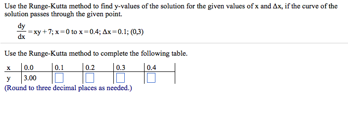 Solved Use the Runge-Kutta method to find y-values of the | Chegg.com