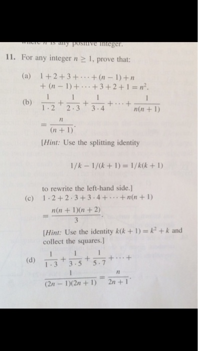 Solved For any integer n Greaterthanorequalto 1, prove that: | Chegg.com