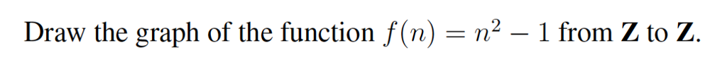 Solved Draw the graph of the function f(n) = n2-1 from to Z | Chegg.com