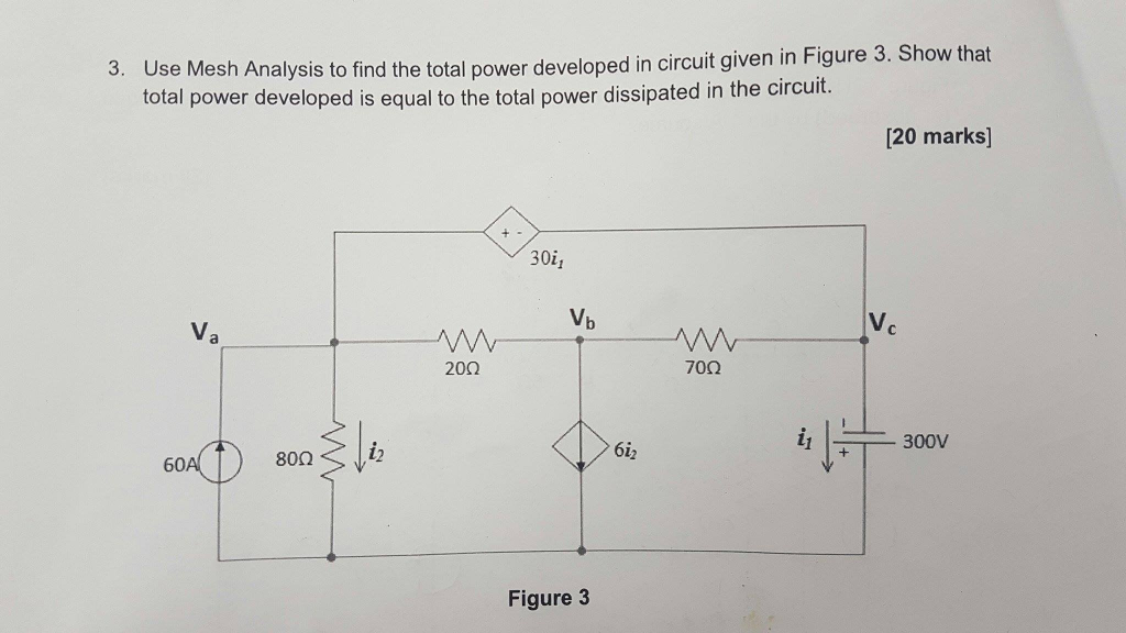 Solved Use Mesh Analysis to find the total power developed | Chegg.com