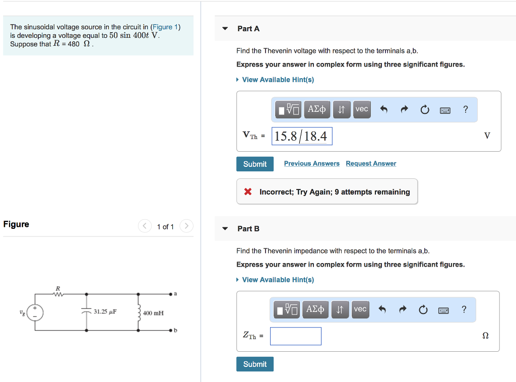 Solved The sinusoidal voltage source in the circuit in | Chegg.com