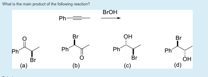 Solved What is the main product of the following reaction? | Chegg.com