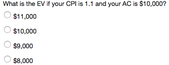 Solved What is the EV if your CPI is 1.1 and your AC is | Chegg.com