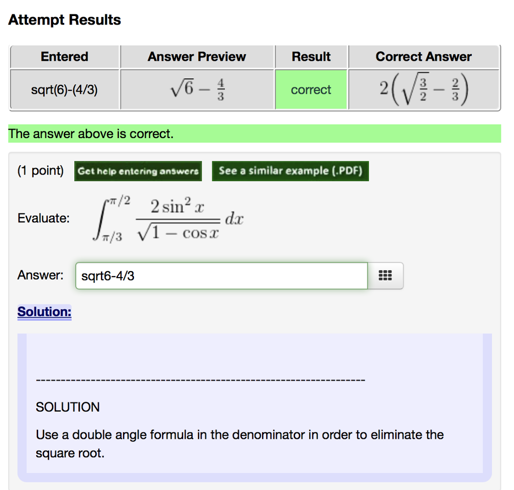 Solved Attempt Results Entered Answer Preview Result Correct | Chegg.com