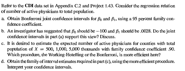 Refer to the CDI data set in Appendix C.2 and Project | Chegg.com