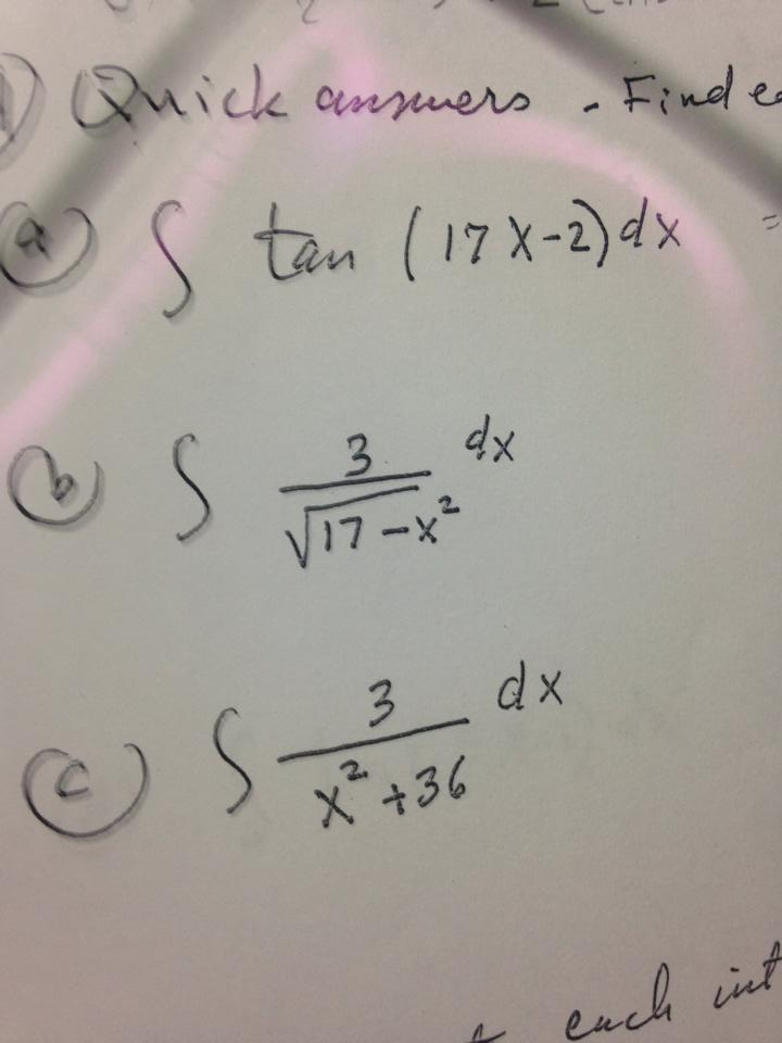 Solved Find each antiderivative integral tan (17 Times | Chegg.com