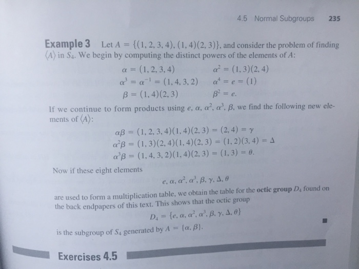 Solved 9. Consider the octic group D4 of Example 3. a. Find | Chegg.com