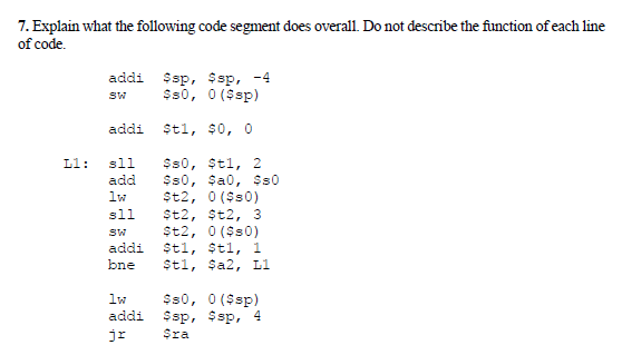 Explain what the following code segment does overall. | Chegg.com