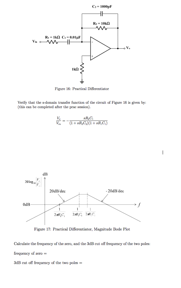 Solved C2 1000pF in 1k2 Figure 16: Practical Differentiator | Chegg.com