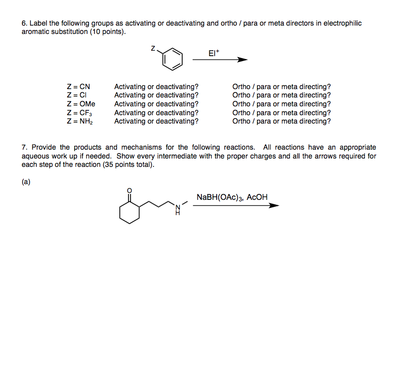 Solved 6. Label the following groups as activating or | Chegg.com
