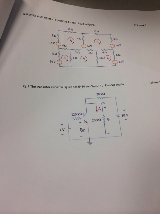 Solved Write a set of mesh equations for the circuit in | Chegg.com