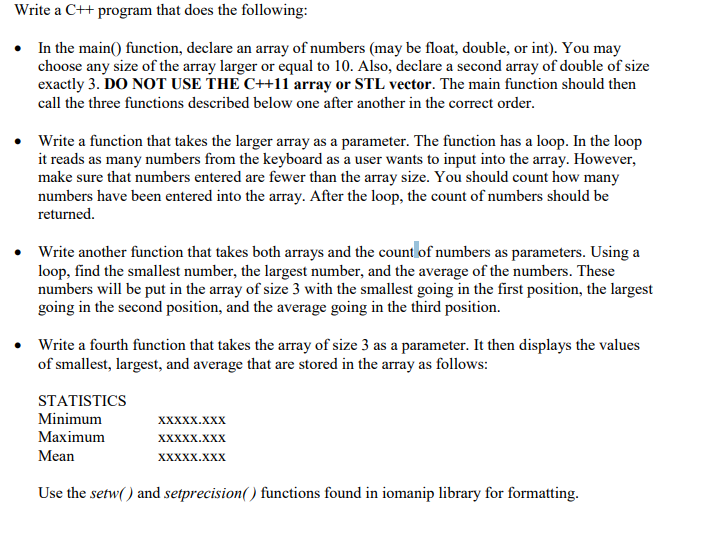 Solved Write a C++ program that does the following: . In the | Chegg.com