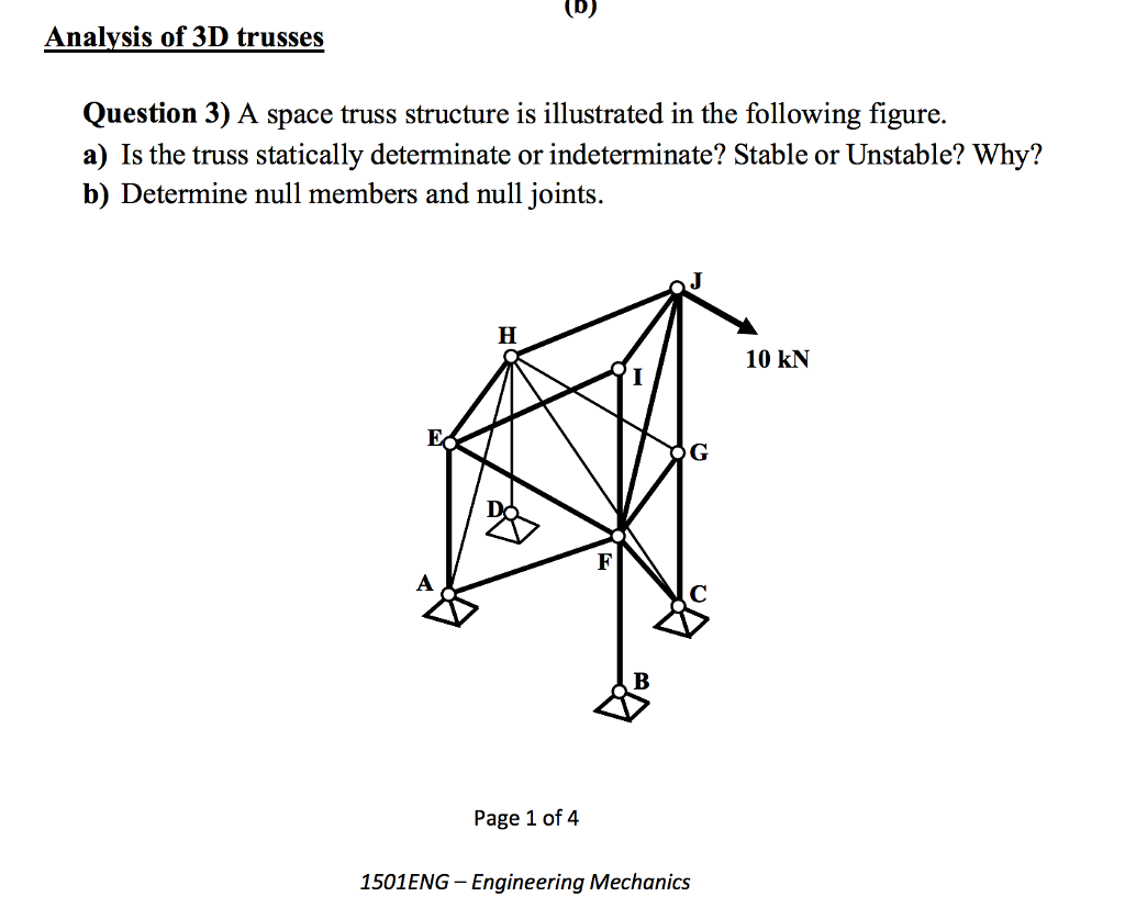 Solved A space truss structure is illustrated in the | Chegg.com