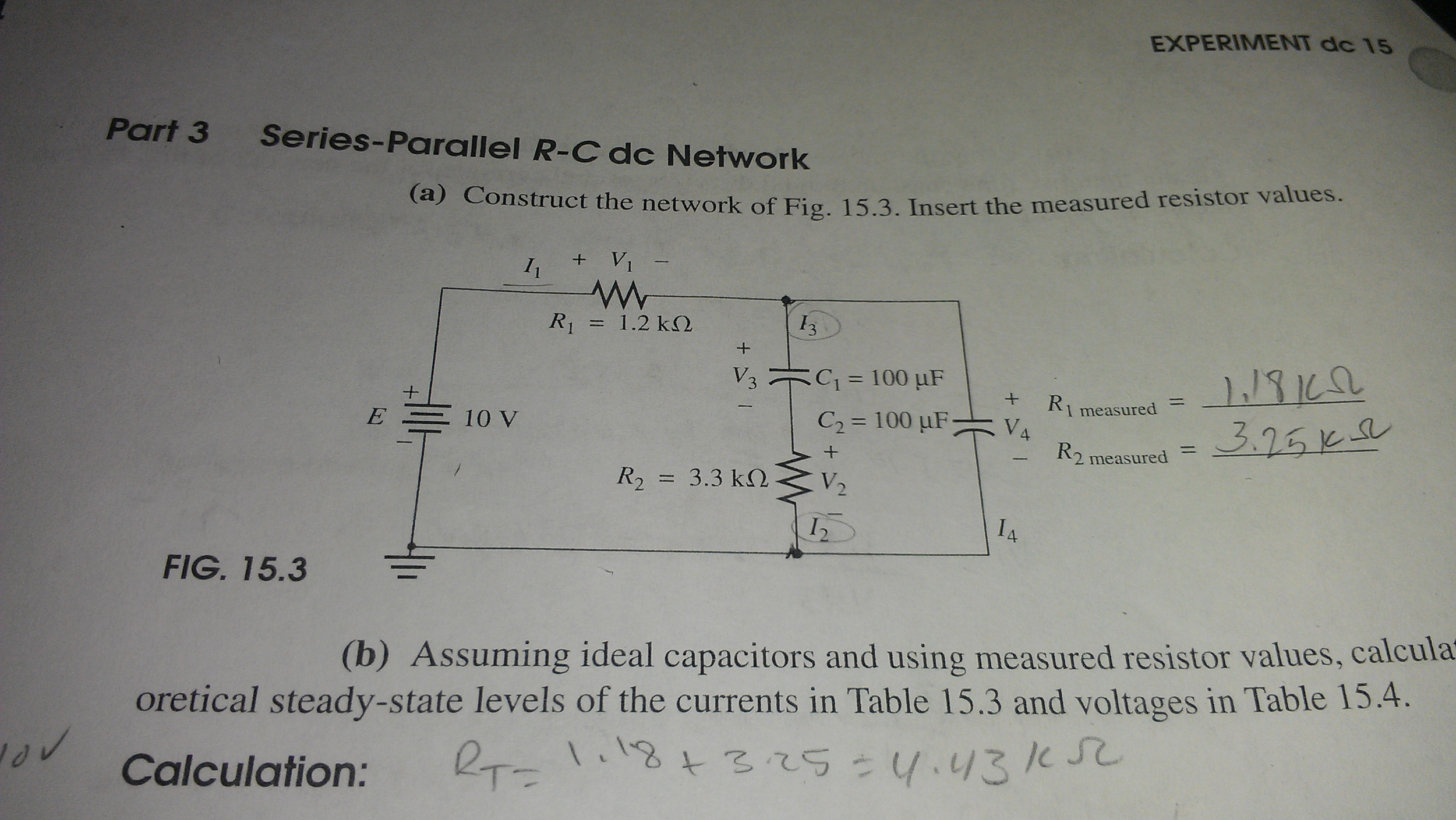 Series-Parallel R-C dc Network Construct the network | Chegg.com