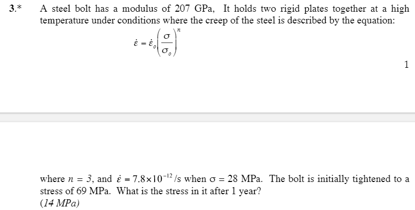 A steel bolt has a modulus of 207 GPa. It holds two | Chegg.com