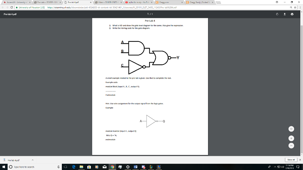 Solved Pre-Lab 4 1) 2) What is AOl and draw the gate level | Chegg.com