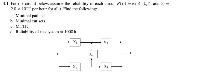 4. 1 For the circuit below, assume the reliability of | Chegg.com
