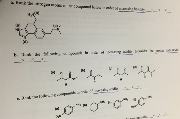 Solved Rank The Nitrogen Atoms In The Compound Below In