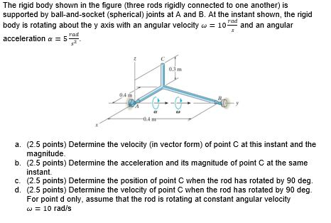 Solved The rigid body shown in the figure (three rods | Chegg.com