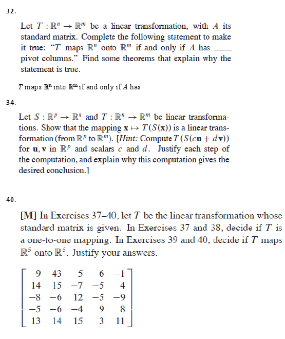 Let T : Rn rightarrow Rm be a linear transformation, | Chegg.com
